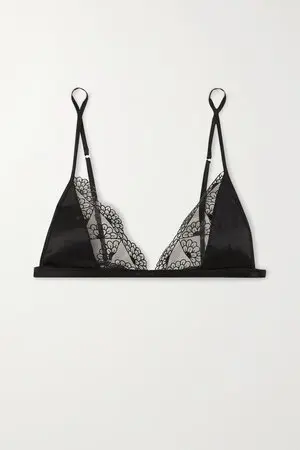 COCO DE MER Evita Scalloped Lace And Stretch-satin Soft-cup Triangle Bra