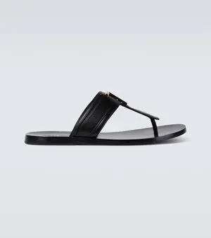 TOM FORD Leather Thong Sandals - Black