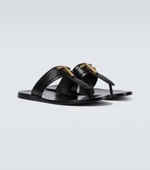 TOM FORD Leather Thong Sandals - Black