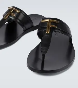 TOM FORD Leather Thong Sandals - Black