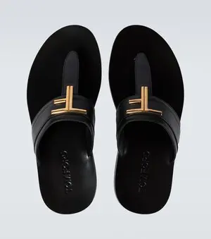 TOM FORD Leather Thong Sandals - Black