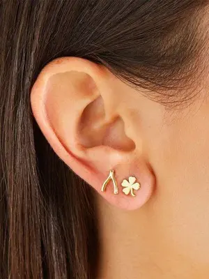 JENNIFER MEYER 18kt Yellow Mini Clover Stud Earrings