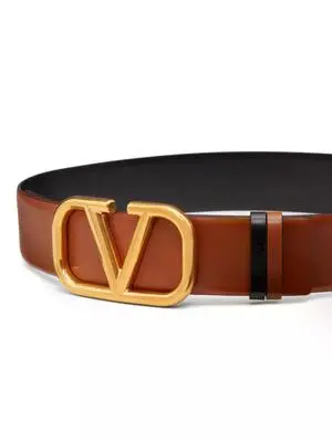Valentino Garavani Reversible Vlogo Signature Belt In Calfskin 40 Mm - Brown