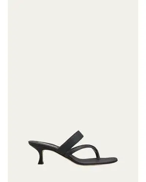 Manolo Blahnik Susa Leather Sandals - Black