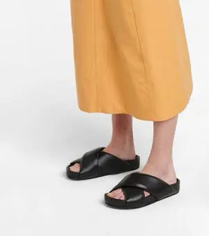 JIL SANDER Quilted Leather Sandals - Black