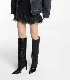 Paris Texas Croc-effect Leather Knee-high Boots
