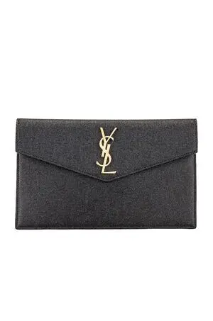 Saint Laurent Medium Leather Clutch - Black
