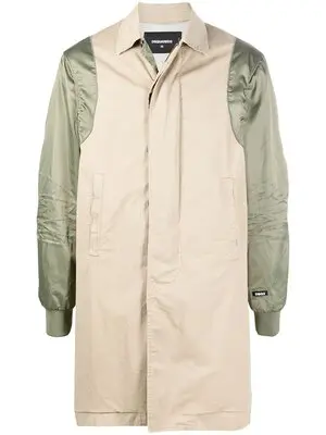 Dsquared2 Contrast-sleeve Single-breasted Coat