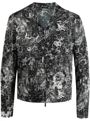 Emporio Armani Abstract-print Hooded Jacket