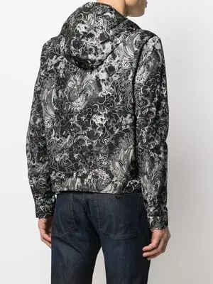 Emporio Armani Abstract-print Hooded Jacket