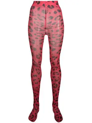 Philipp Plein Philipp Plein Leopard Print Tights Red