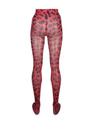 Philipp Plein Leopard Print Tights - Red