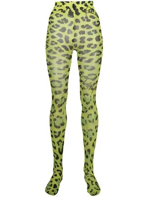 Philipp Plein Leopard Print Tights - Green