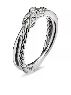 David Yurman Sterling Petite X Diamond Ring - Silver