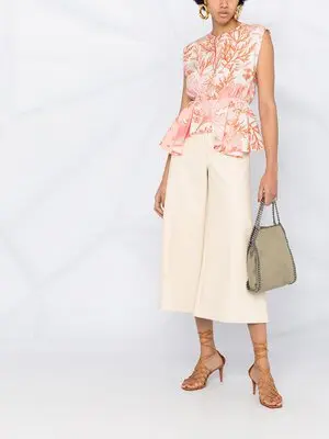 Stella McCartney Coral-print Peplum Blouse
