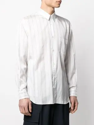 Comme Des Garçons Striped Long-sleeve Shirt - White