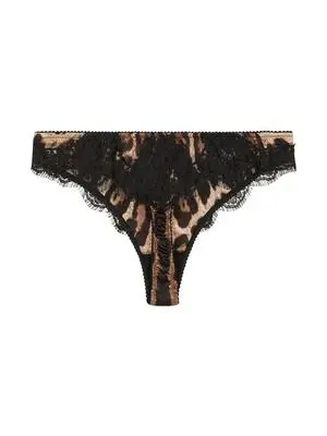 Dolce & Gabbana Leopard-print Lace-trim Thong