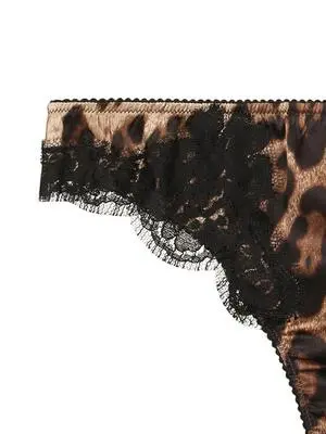 Dolce & Gabbana Leopard-print Lace-trim Thong