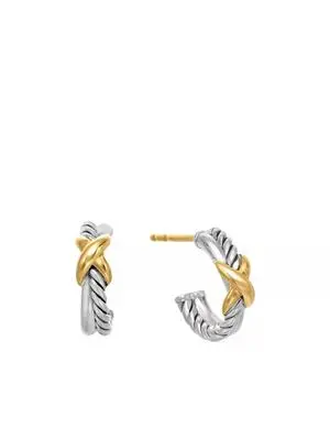 David Yurman David Yurman 18kt Yellow Gold And Sterling Silver Petite X Hoop Earrings Gold