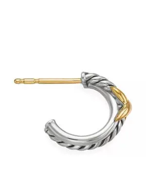 David Yurman 18kt Yellow And Sterling Silver Petite X Hoop Earrings - Gold