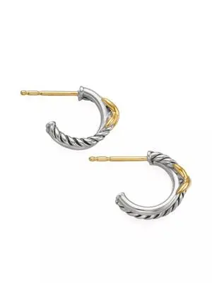 David Yurman 18kt Yellow And Sterling Silver Petite X Hoop Earrings - Gold