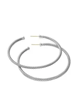 David Yurman Sterling Sculpted Cable Hoop Earrings