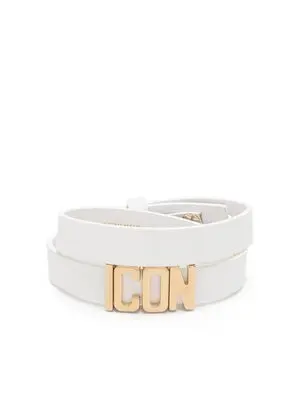 Dsquared2 Icon Wraparound Leather Bracelet - White