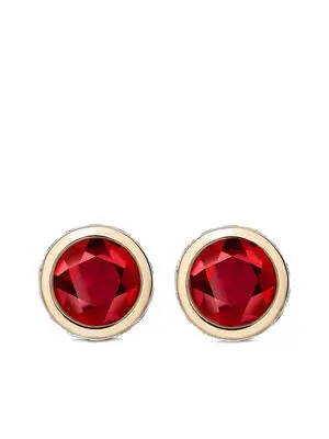 PRAGNELL 18kt Yellow Diamond And Ruby Stud Earrings - Gold