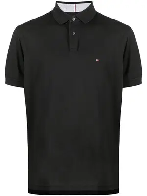Tommy Hilfiger Logo-patch Short-sleeved Polo Shirt - Black