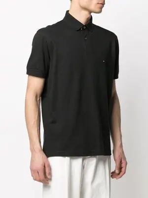 Tommy Hilfiger Logo-patch Short-sleeved Polo Shirt - Black