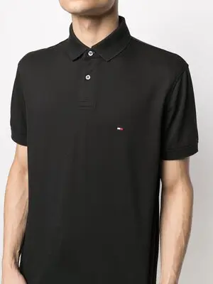 Tommy Hilfiger Logo-patch Short-sleeved Polo Shirt - Black