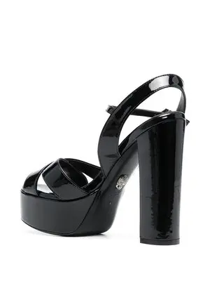 Philipp Plein Patent-effect Heeled Sandals - Black