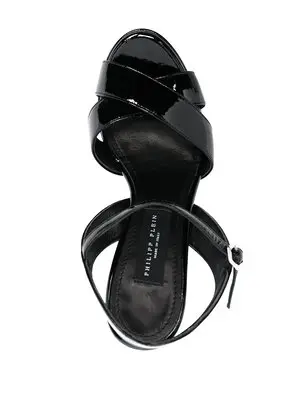 Philipp Plein Patent-effect Heeled Sandals - Black