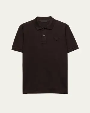 Prada Slim Pique Knit Logo Polo