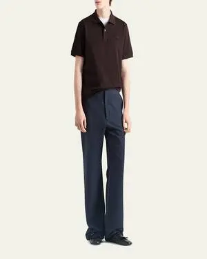 Prada Slim Pique Knit Logo Polo