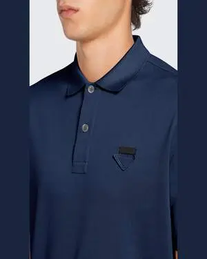 Prada Slim Pique Knit Logo Polo