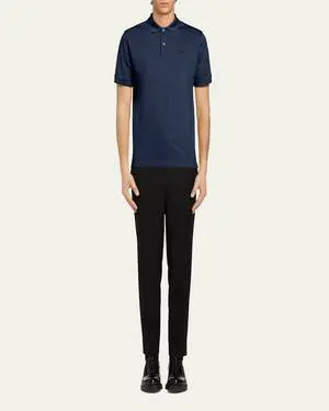 Prada Slim Pique Knit Logo Polo