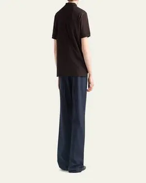 Prada Slim Pique Knit Logo Polo