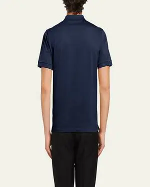 Prada Slim Pique Knit Logo Polo