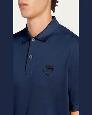 Prada Slim Pique Knit Logo Polo
