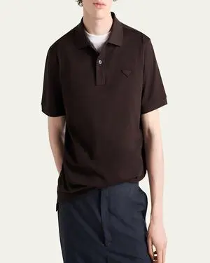 Prada Slim Pique Knit Logo Polo