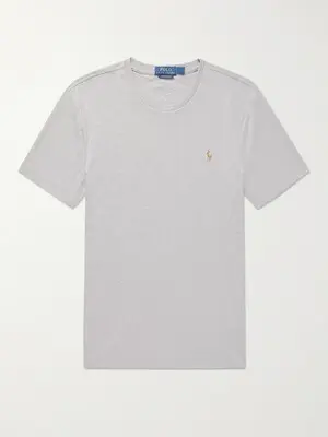 Polo Ralph Lauren Slim-fit Mélange Cotton-jersey T-shirt - Gray
