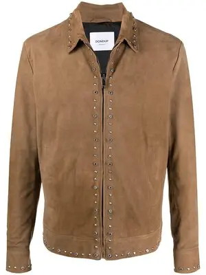 DONDUP Stud Embellished Suede Zip-up Jacket