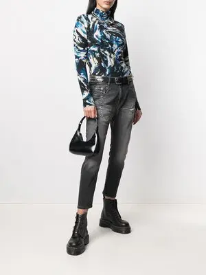 DIESEL® Cropped Distressed Boyfriend Jeans