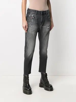DIESEL® Cropped Distressed Boyfriend Jeans