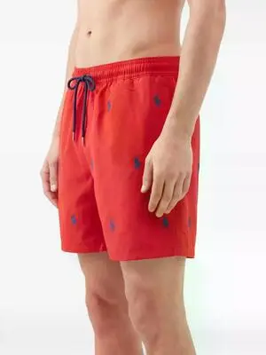 Polo Ralph Lauren Logo-embroidered Drawstring Swim Shorts - Red