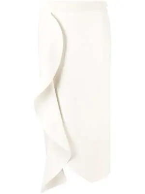 Alexander McQueen Draped Pencil Skirt - White