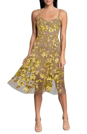 Dress The Population Uma Floral Embroidered Lace Cocktail Dress - Canary  Multi | Editorialist