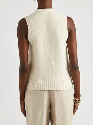 Soeur Fluo Cream Sleeveless Fine-knit Cardigan