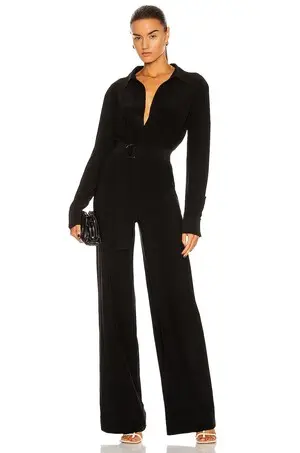 Norma Kamali Shirt Straight Leg Jumpsuit - Black